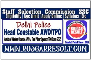 SSC Delhi Police Head Constable AWO / TPO Result 2026